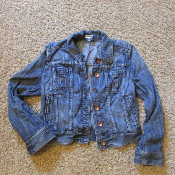 Express | Jackets & Coats | Express Small Blue Denim Jean Jacket Button ...